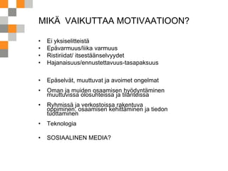Miten oppimisen motivaatio rakentuu? | PPTX