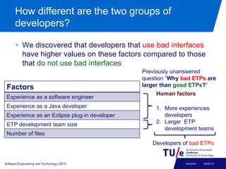 Analyzing the Eclipse API Usage: Putting the Developer in the Loop | PPT