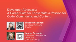 Developer Advocacy: A Career Path for Those With a Passion for Code, Community, and Content | PPT