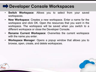 Salesforce Developer Console ppt | PPTX