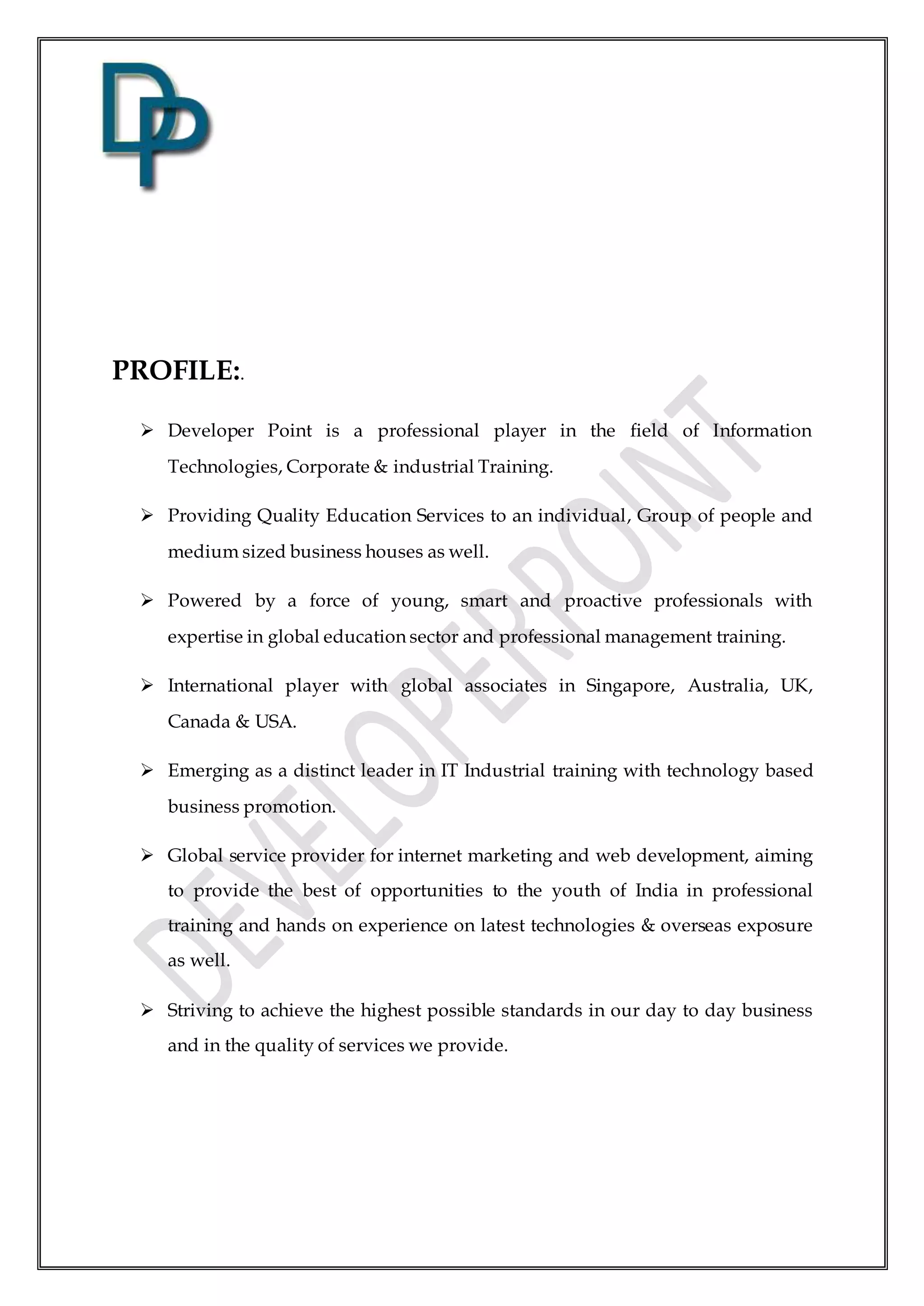 Developer Point profile | DOCX | Web Development | Internet