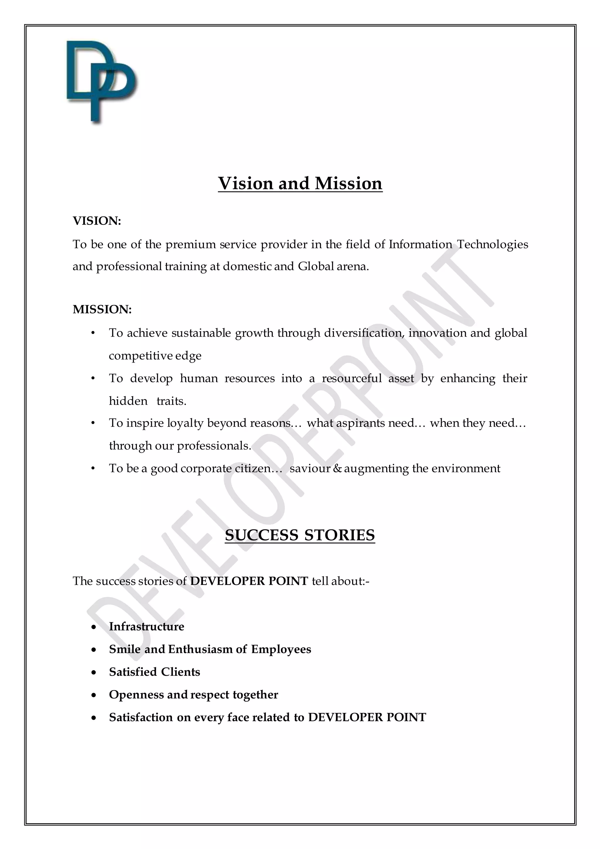 Developer Point profile | DOCX | Web Development | Internet