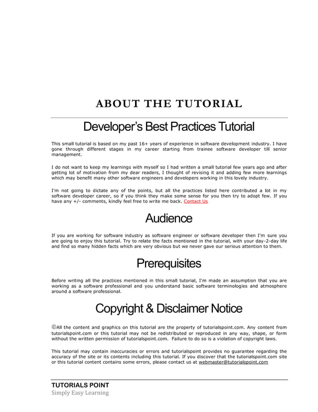 Developers Best Practicestutorial Pdf 6684