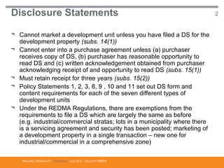 Developer's Disclosure Obligations under REDMA | PPT