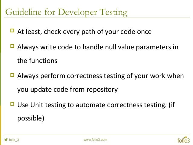 A Guideline to Test Your Own Code - Developer Testing