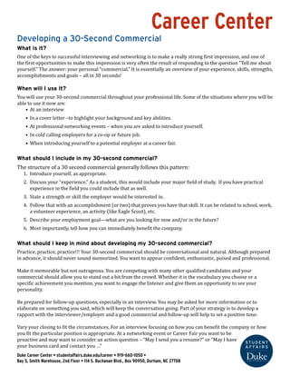 Developing a 30 Second Elevator Pitch | PDF