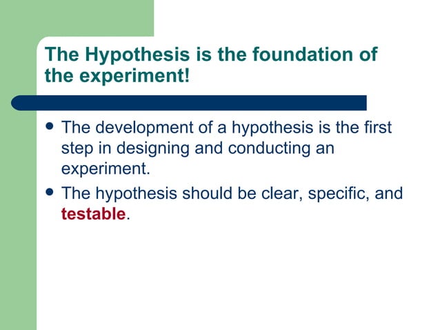 Developing a Hypothesis and Title for your Experiment | PPT