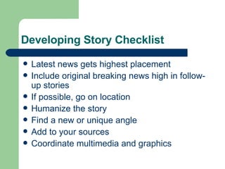 Developing A News Story | PPT