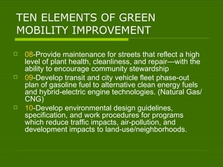 Developing A Sustainable Transportation Environmental Improvement Plan ...