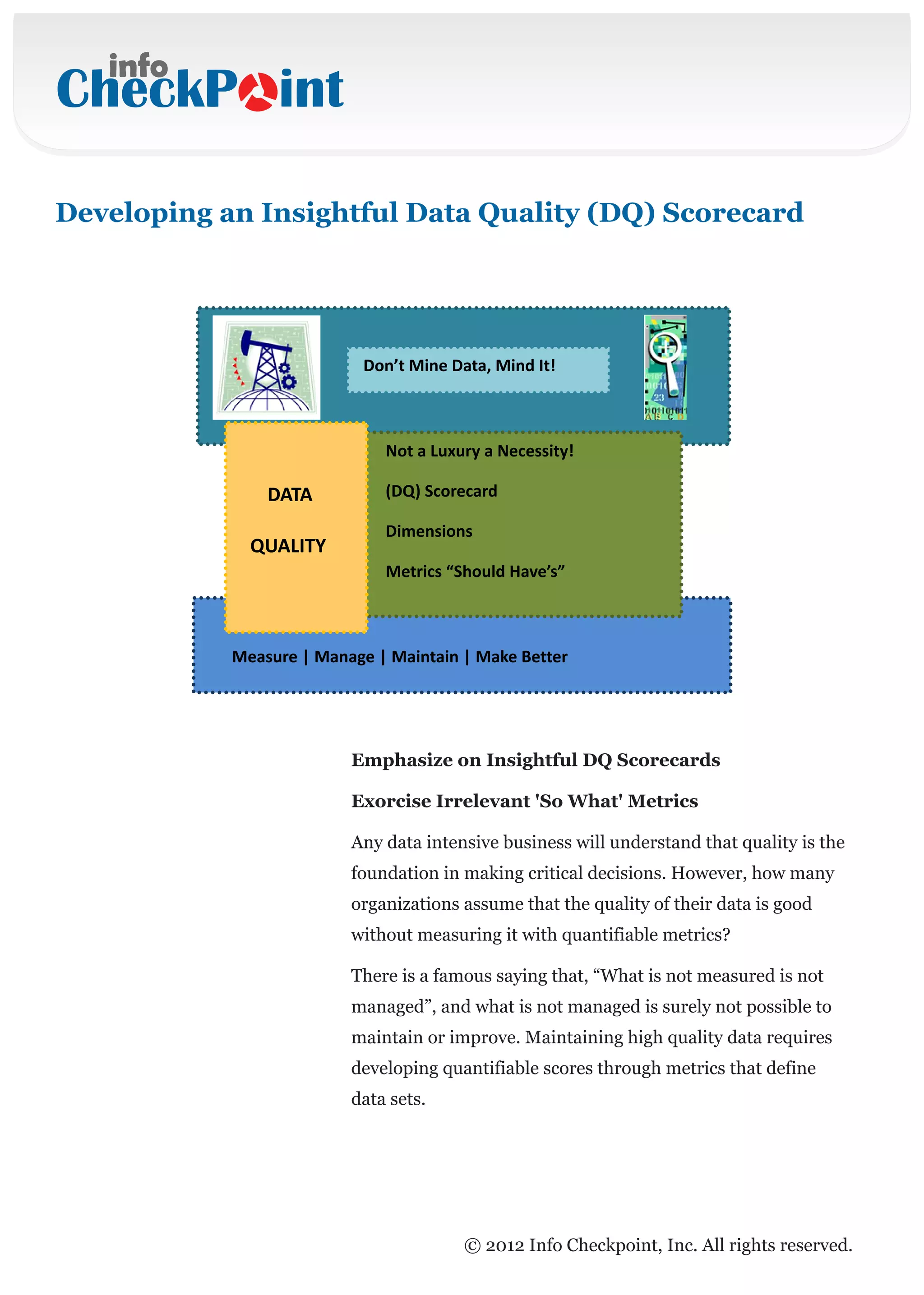 Develop a Data Quality Scorecard | PDF