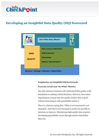 Develop a Data Quality Scorecard | PDF