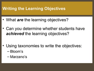 Developing Learning Objectives | PPT