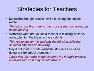 Developing Metacognitive Skills In Your Students | PPT