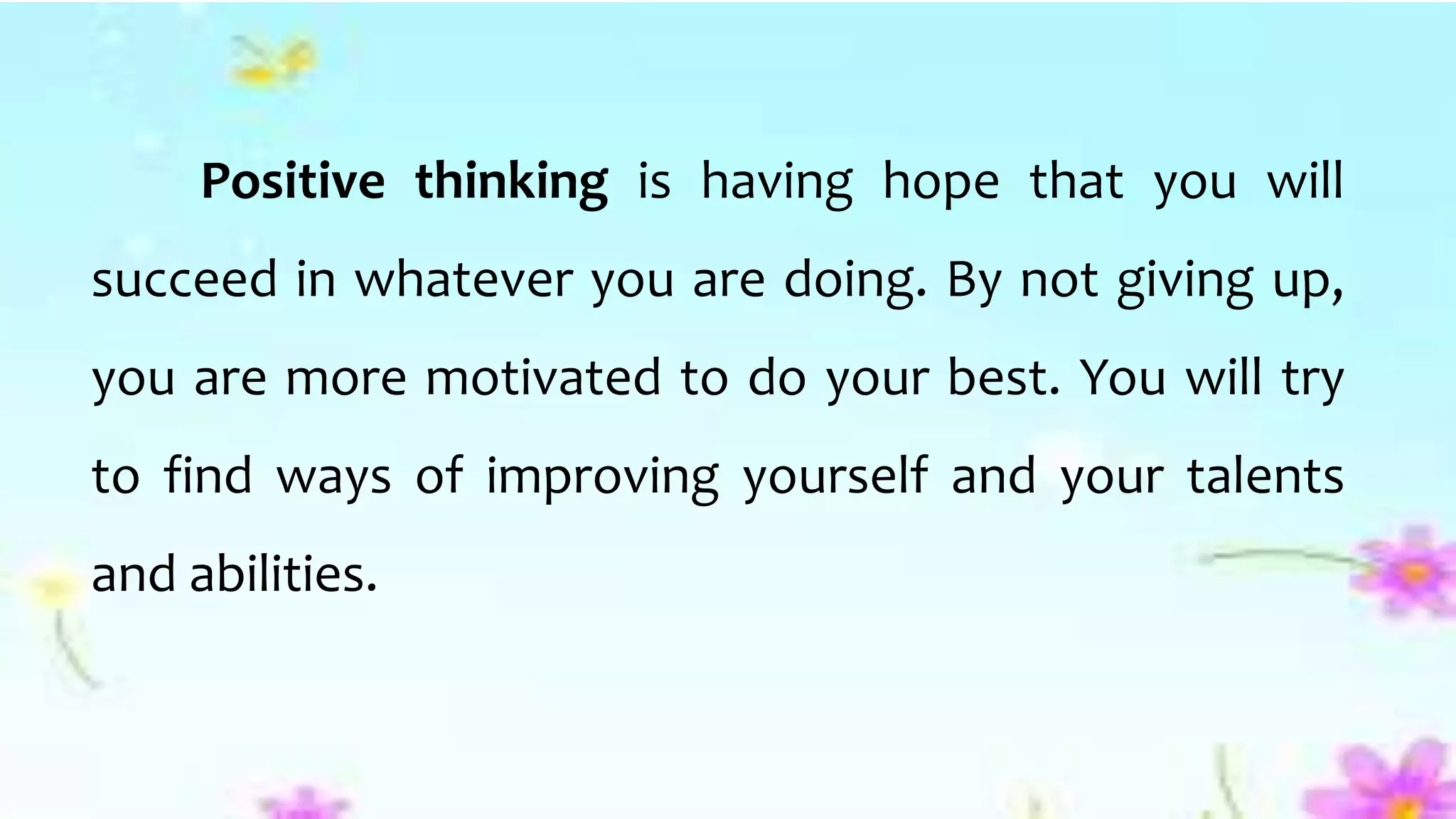 Developing Positive Thinking | PPT