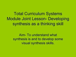 Developing Synthesis | PPT