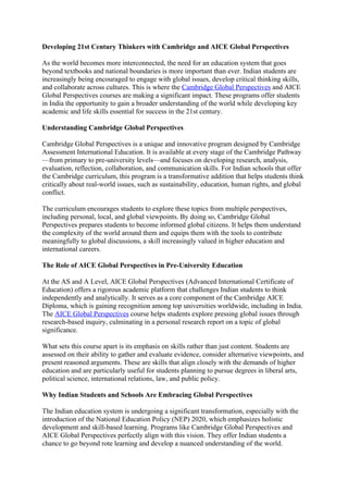 Developing 21st Century Thinkers with Cambridge and AICE Global ...