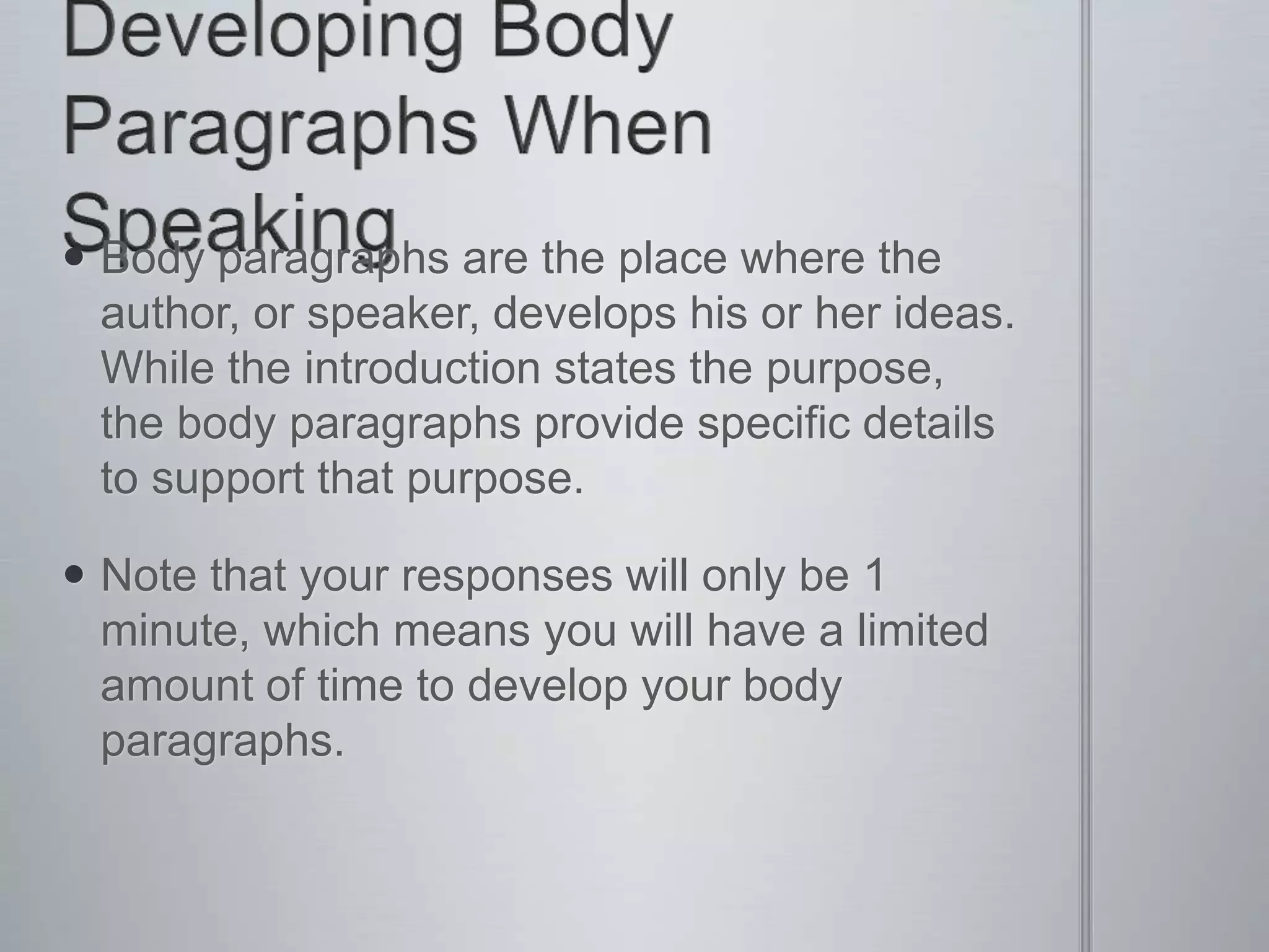 Developing a body paragraph | PPTX