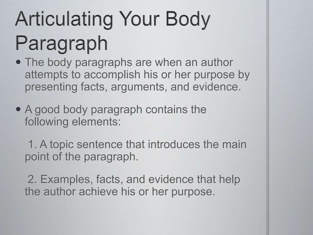 Developing a body paragraph | PPTX