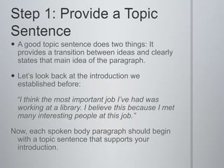 Developing a body paragraph | PPTX