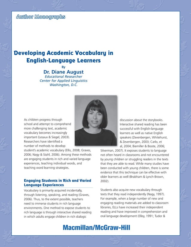 Developing academic vocabulary in ELLs | PDF