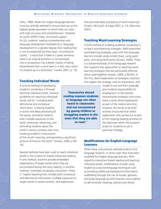 Developing academic vocabulary in ELLs | PDF