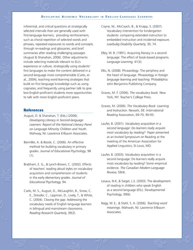 Developing academic vocabulary in ELLs | PDF