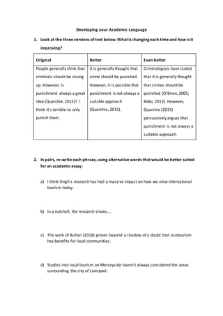Developing academic writing | PDF