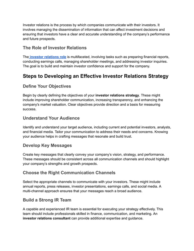 Developing a Comprehensive Investor Relations Strategy_ Steps and ...