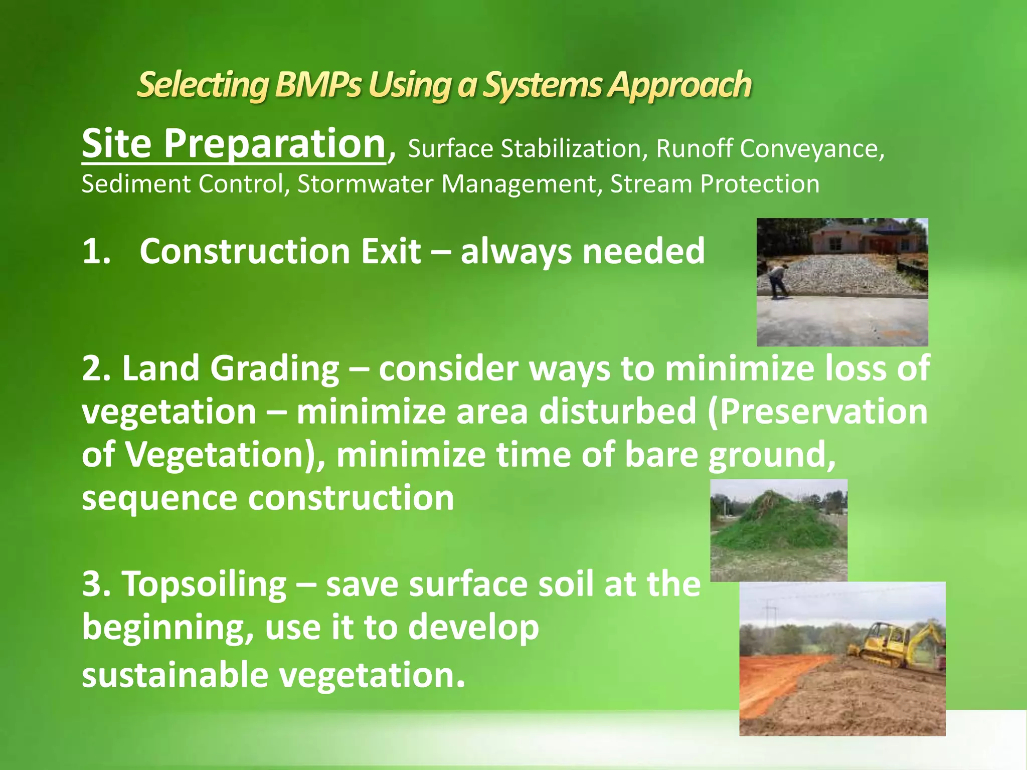 Developing a construction stormwater bmp plan using a systems approach ...