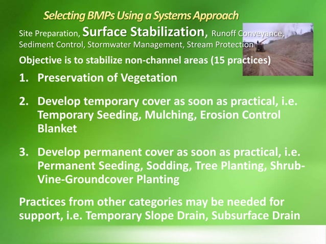 Developing a construction stormwater bmp plan using a systems approach ...
