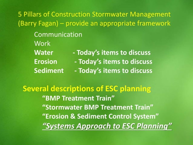 Developing a construction stormwater bmp plan using a systems approach ...