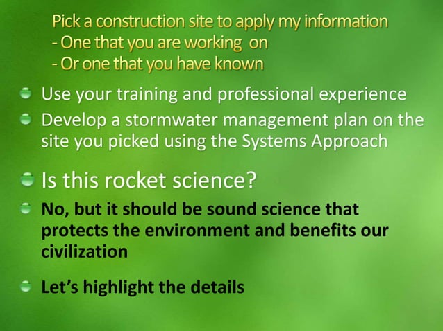Developing a construction stormwater bmp plan using a systems approach ...