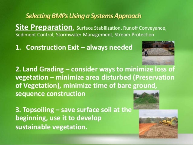 Developing a construction stormwater bmp plan using a systems approach