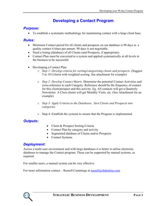 Developing a Contact Program | PDF