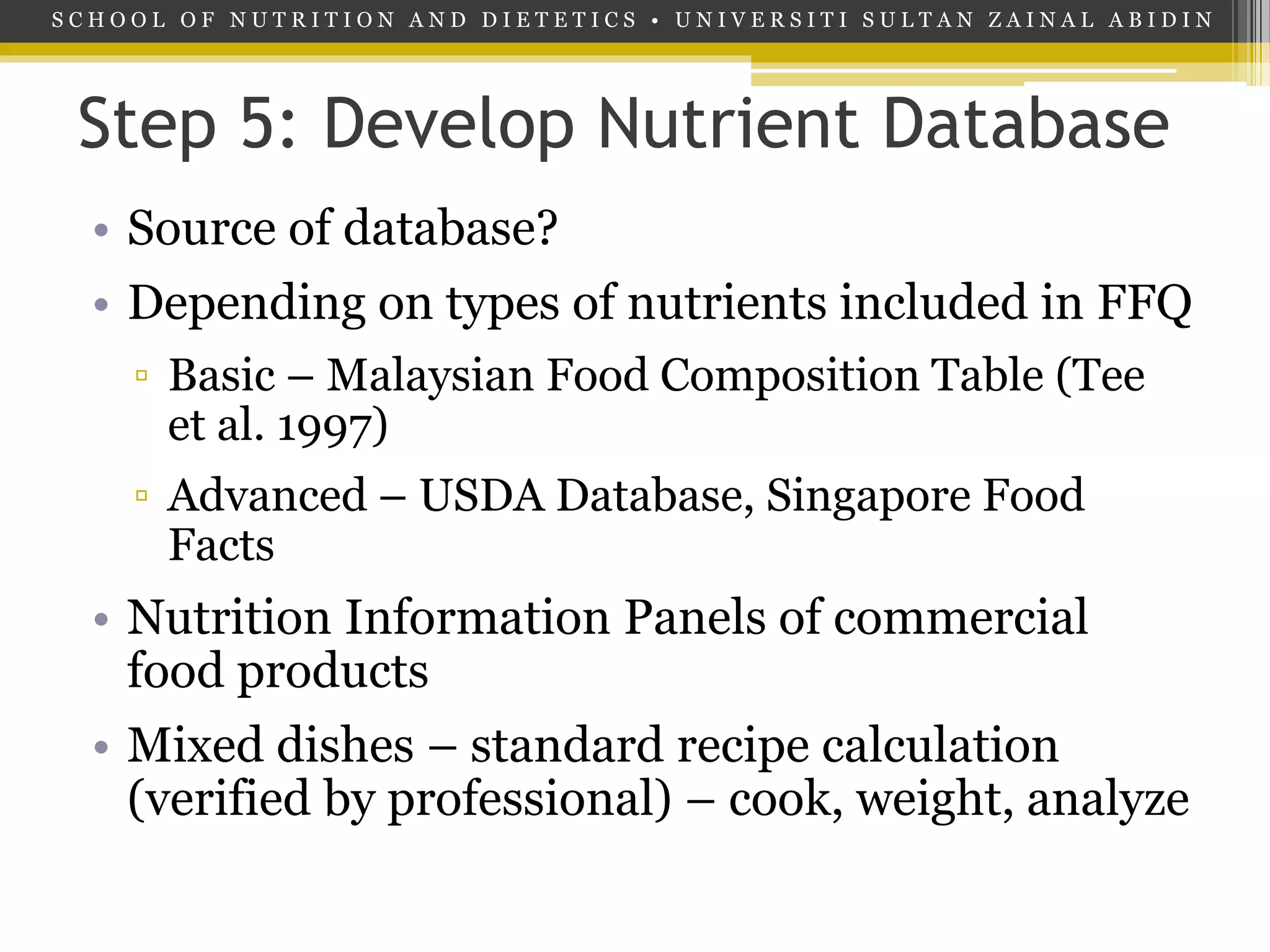 Developing a Food Frequency Questionnaire | PPTX