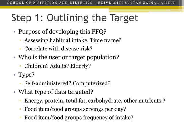 Developing a Food Frequency Questionnaire | PPTX