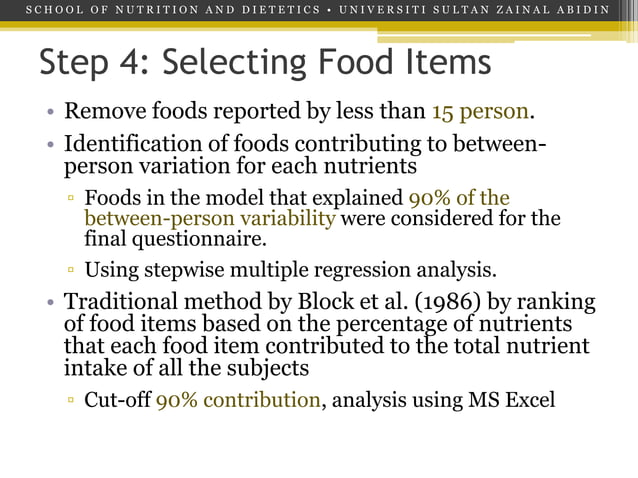 Developing a Food Frequency Questionnaire | PPTX