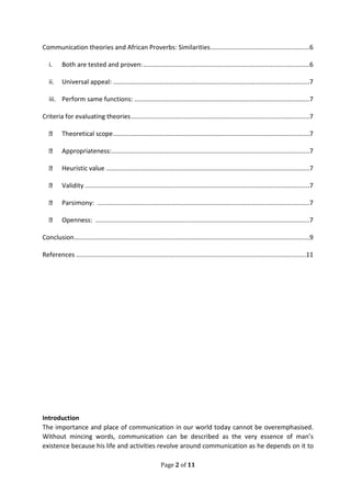 Developing africa oriented communication theories | PDF