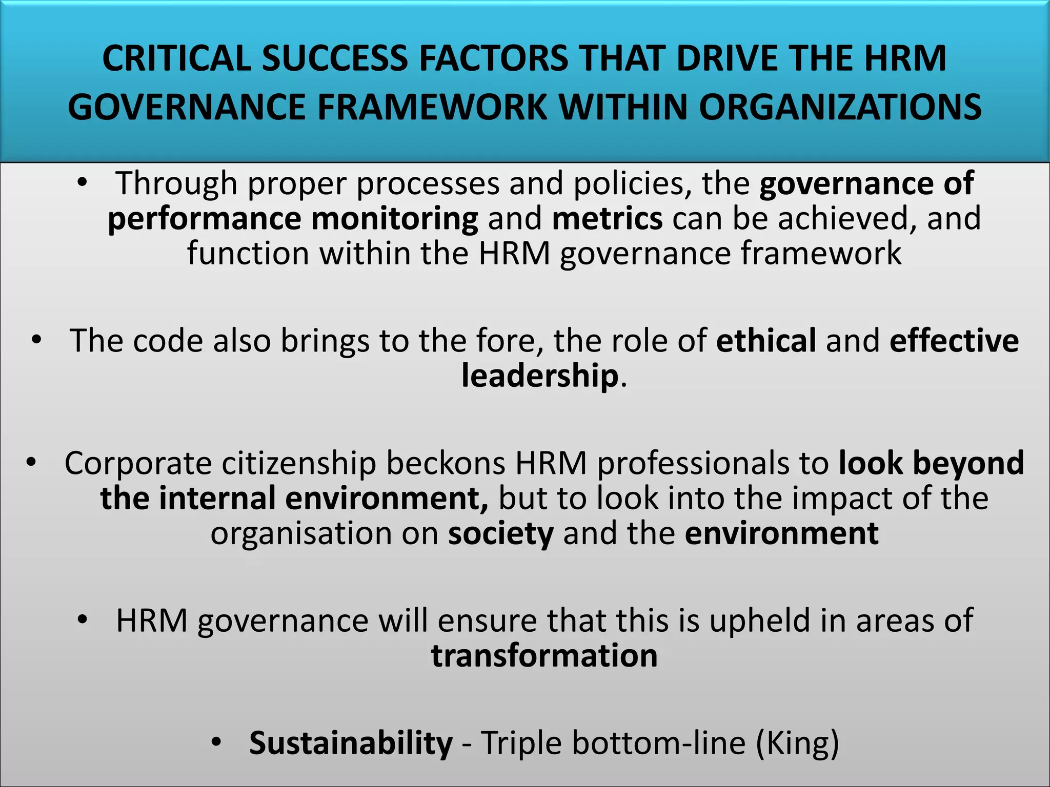 Developing a HRM Governance Framework: Principles, Processes & Best ...