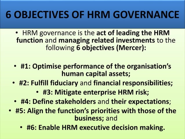 Developing a HRM Governance Framework: Principles, Processes & Best Practices | PDF | Human ...