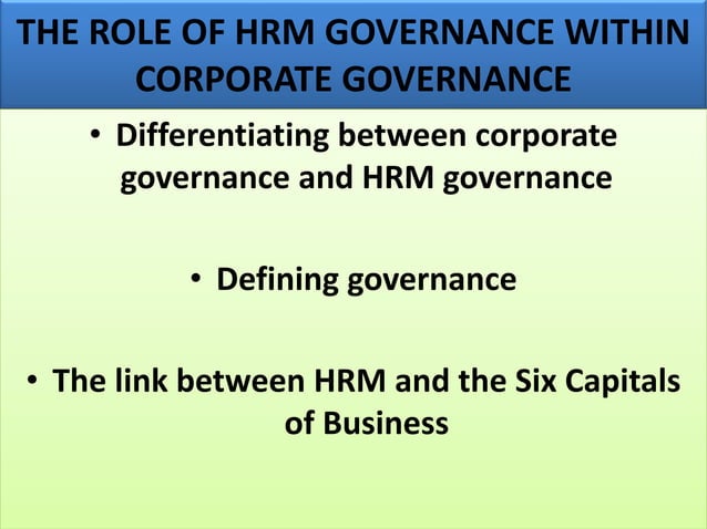 Developing a HRM Governance Framework: Principles, Processes & Best ...