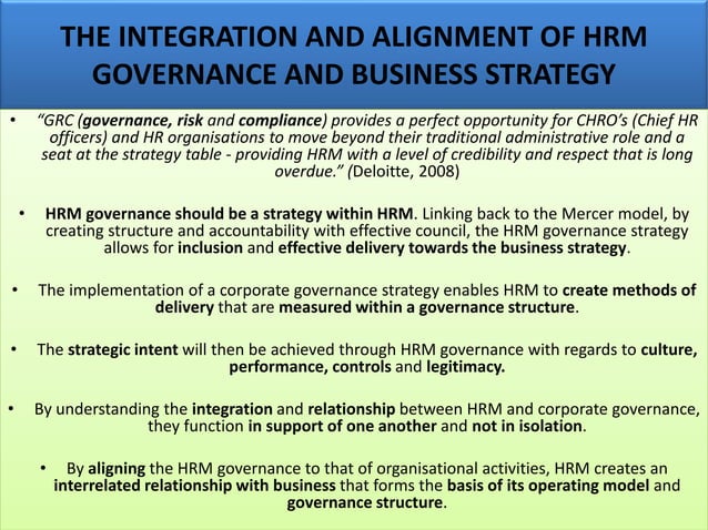 Developing a HRM Governance Framework: Principles, Processes & Best ...