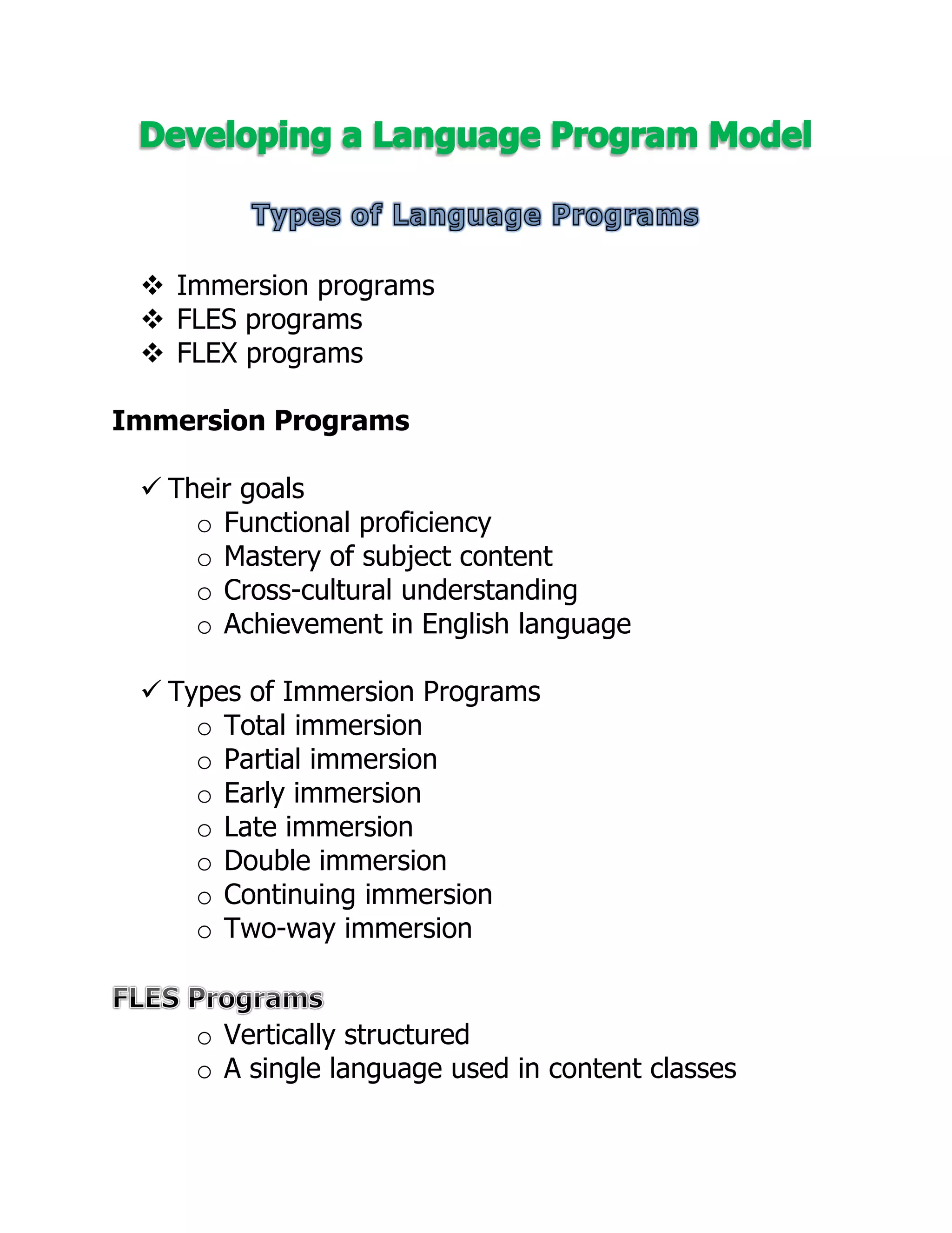 Developing a language program model | PDF