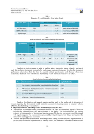 Developing an authentic assessment model in elementary school science ...