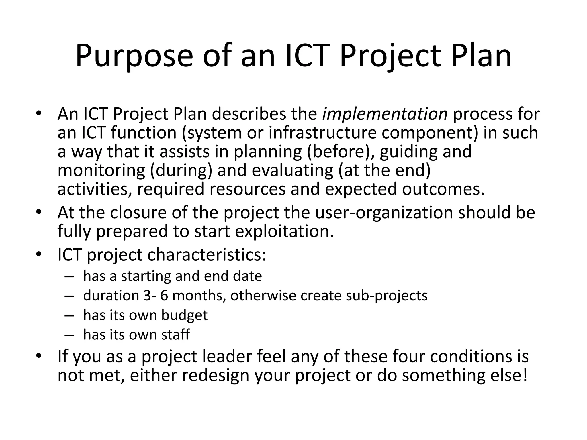 Developing and implementing ict project plans | PPTX