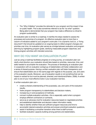Developing an effective evaluation plan | PDF