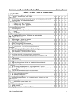 Developing an EL Textbook Evaluation Checklist | PDF