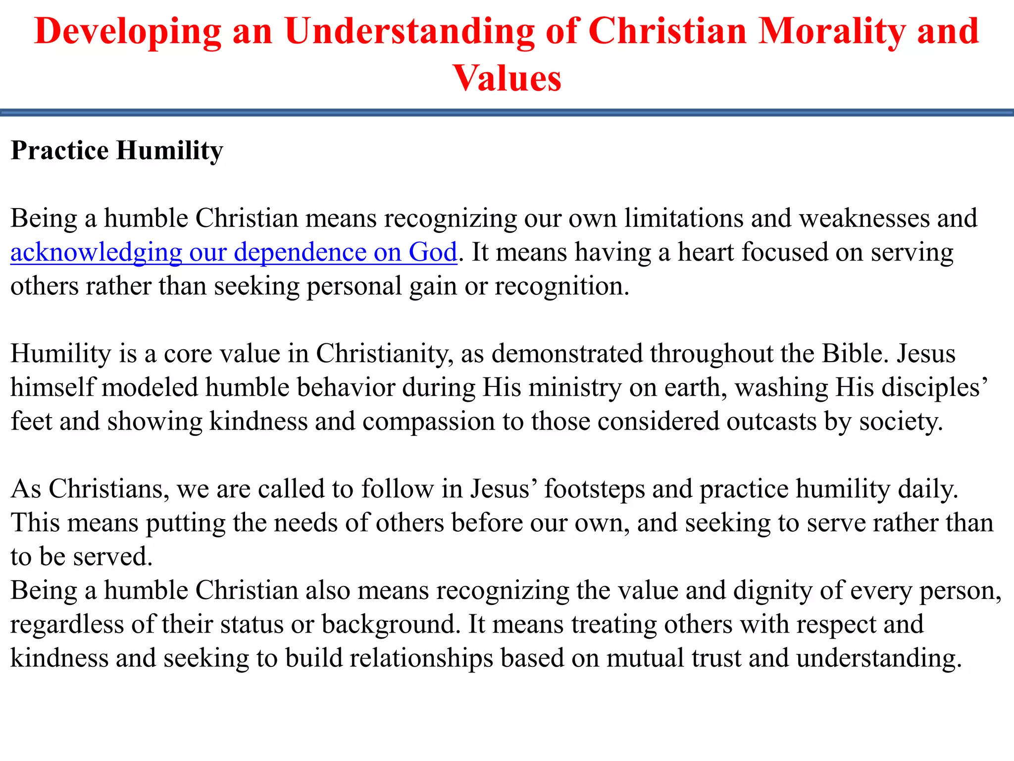 Developing an Understanding of Christian Morality and Values | PPTX