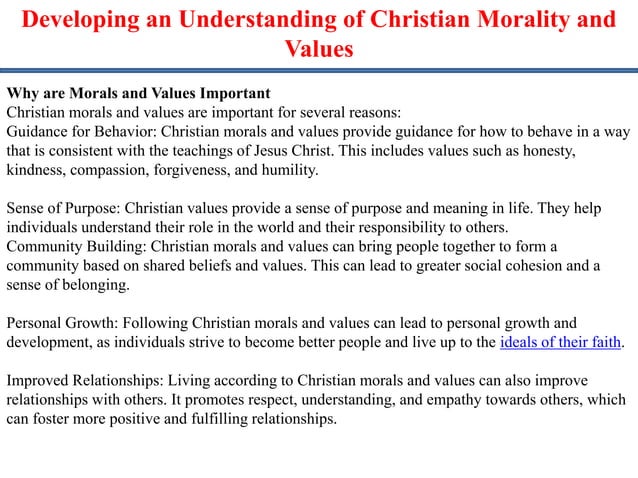 Developing an Understanding of Christian Morality and Values | PPTX