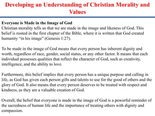 Developing an Understanding of Christian Morality and Values | PPTX